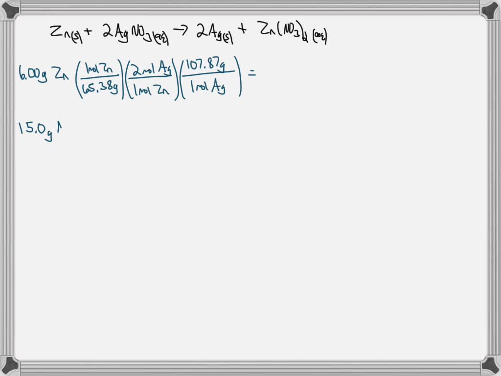 SOLVED: Consider the following balanced chemical equation: Zn (s) + 2AgNO3 (aq) â†’ 2Ag (s) + Zn ...