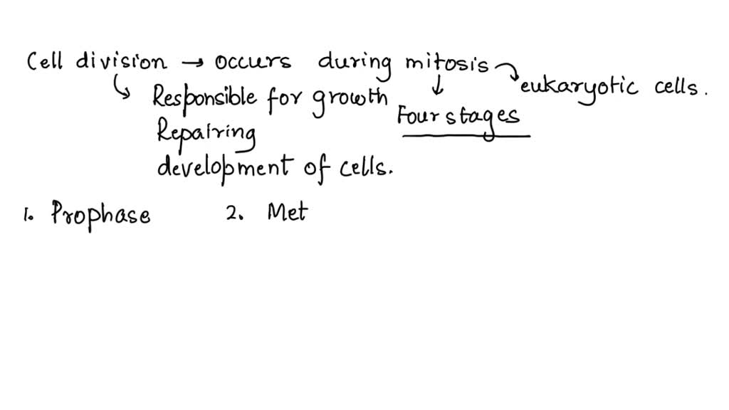 SOLVED: Mitosis - responsible for growth, repair, and development in ...