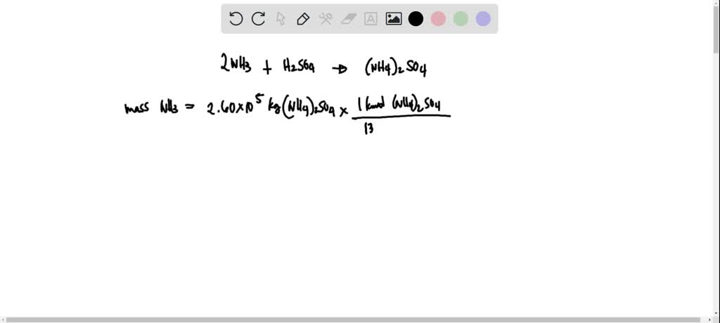 SOLVED: 2NH3 + H2SO4 -> (NH4)2SO4 How many kg of NH3 are needed to ...