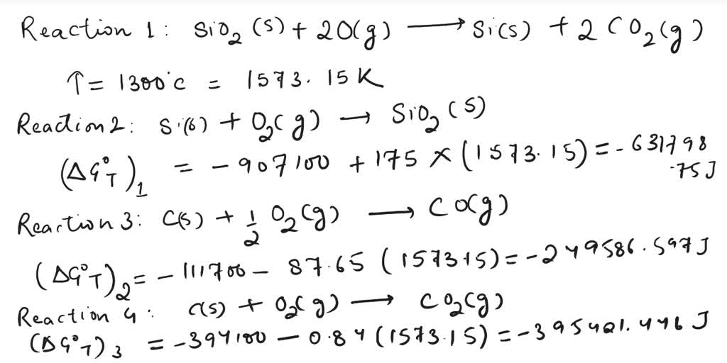 SOLVED: SiO2(s) + 2CO(g) -> Si(s) + 2CO2(g) Calculate the CO/CO2 ratio in equilibrium at 1250Â°C ...