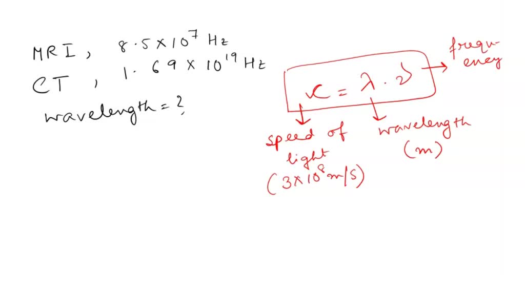 SOLVED: A doctor orders an MRI scan at 8.5 × 107 Hz and a CT scan at 1. ...