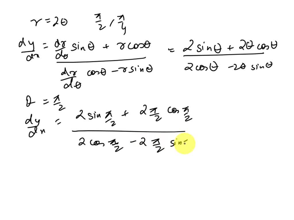 SOLVED: Find the slope of the tangent line to the given polar curve at ...