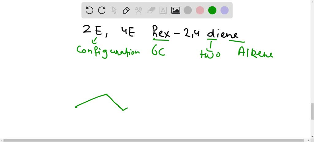SOLVED: Draw the structure of (2E,4E)-hexa-2,4-diene. Show all atoms, including hydrogen, bonded ...