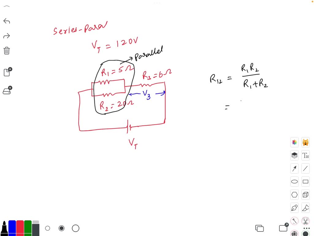 SOLVED: In a series, parallel circuit, if Vt= 120V, R1= 5Ω (parallel ...