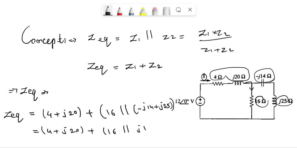 SOLVED: For the circuit shown in the figure, find Zeq and use that to ...