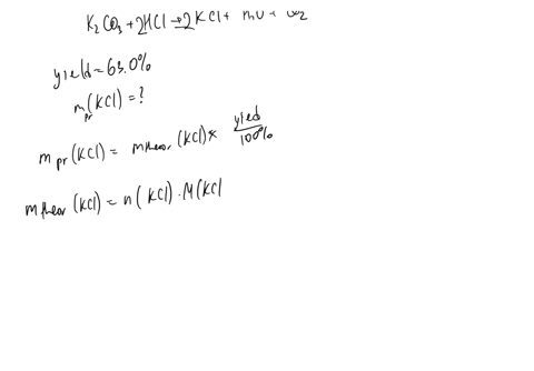 during a reaction between potassium carbonate and hydrochloric acid ...