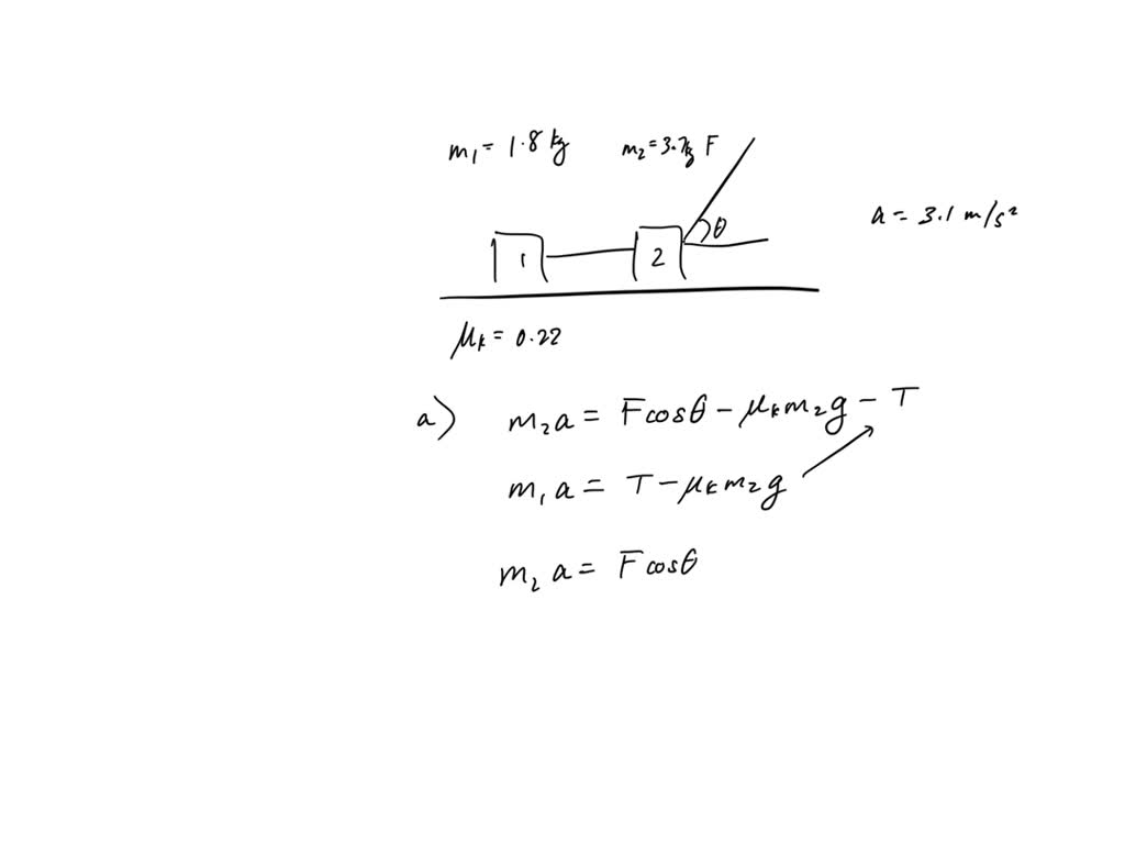 SOLVED: Two blocks connected by a string are pulled across a horizontal surface by a force ...