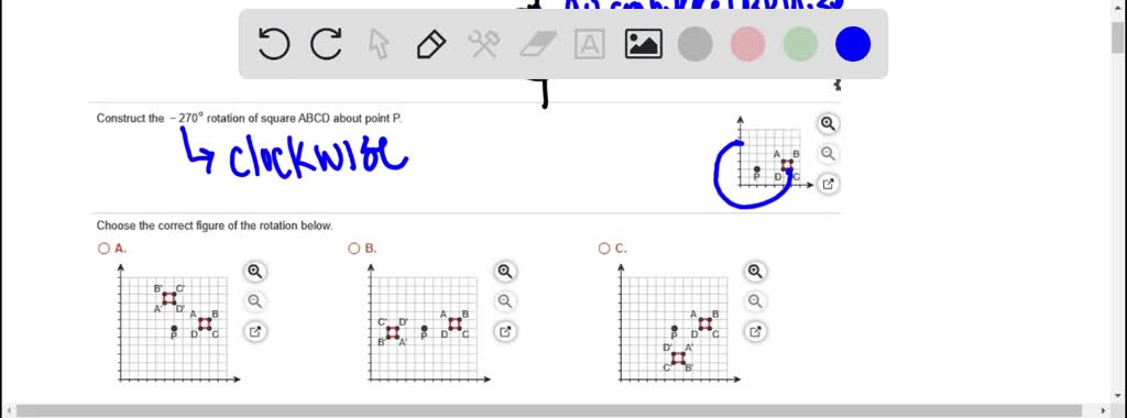 SOLVED: Construct the 270" rotation of square ABCD about point P Choose ...