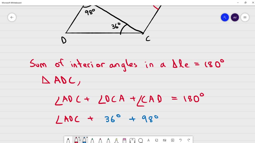 SOLVED: In parallelogram ABCD shown below, angle DAC = 98Â° and angle ...