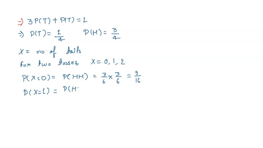 SOLVED: 'A coin is biased so that the probability of obtaining a tail ...