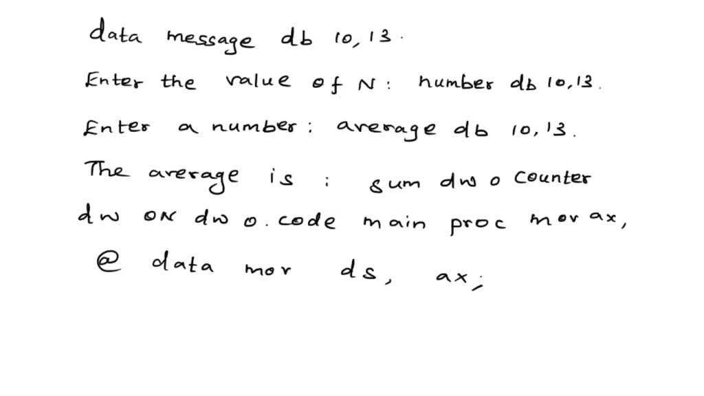 Assembly language 8086 program to calculate average and variance of given n numbers