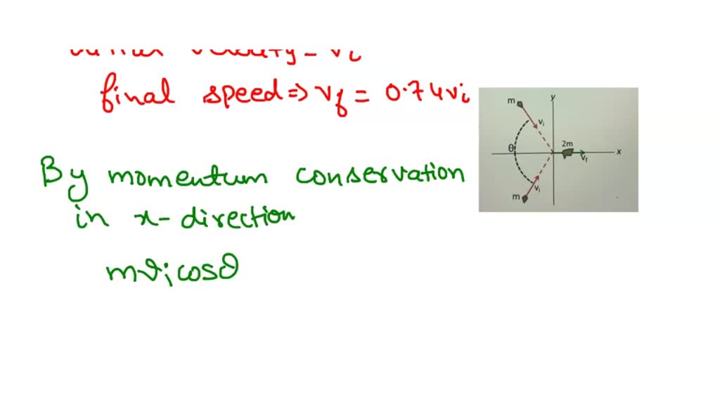 SOLVED: Two objects of equal mass m undergo a completely inelastic collision (see the figure ...