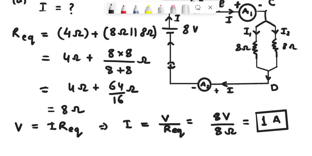 SOLVED: 'Consider the following circuit a) what would be the readings of the ammeter A1 And A2 b ...