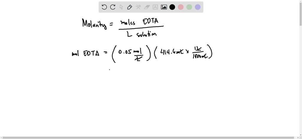 SOLVED: Question 2 2 pts What is the amount in grams of EDTA needed to make 414.6 mL ofa 0.05 M ...