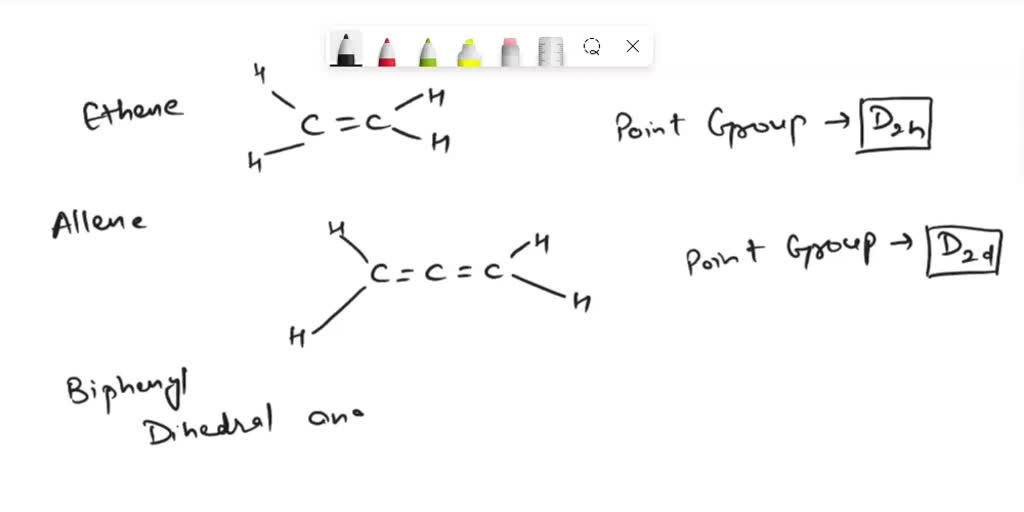 SOLVED: (a) Identify the symmetry elements in ethene and in allene, and assign each molecule to ...