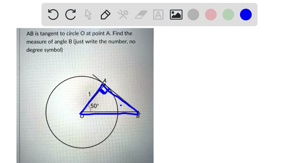 SOLVED: Ab is a chord of the circle with center O. AC is a tangent at A, making an angle of 80Â ...