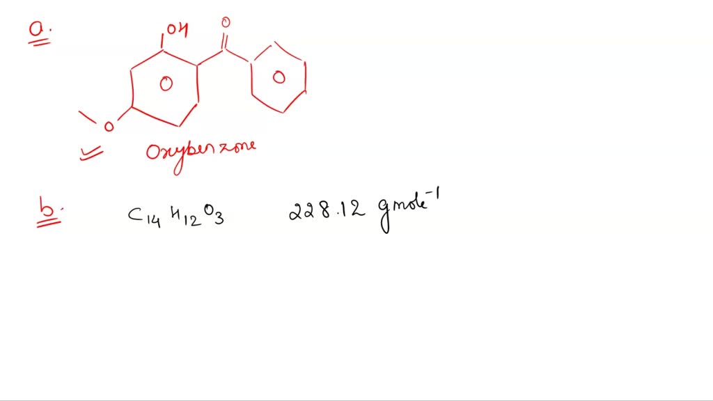 SOLVED: Oxybenzone is an effective sunscreen whose structural formula ...