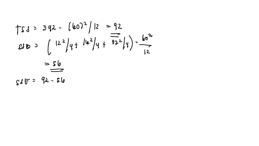 QUESTION 6 Using SPSS and the data in Question 5, what is the F ...