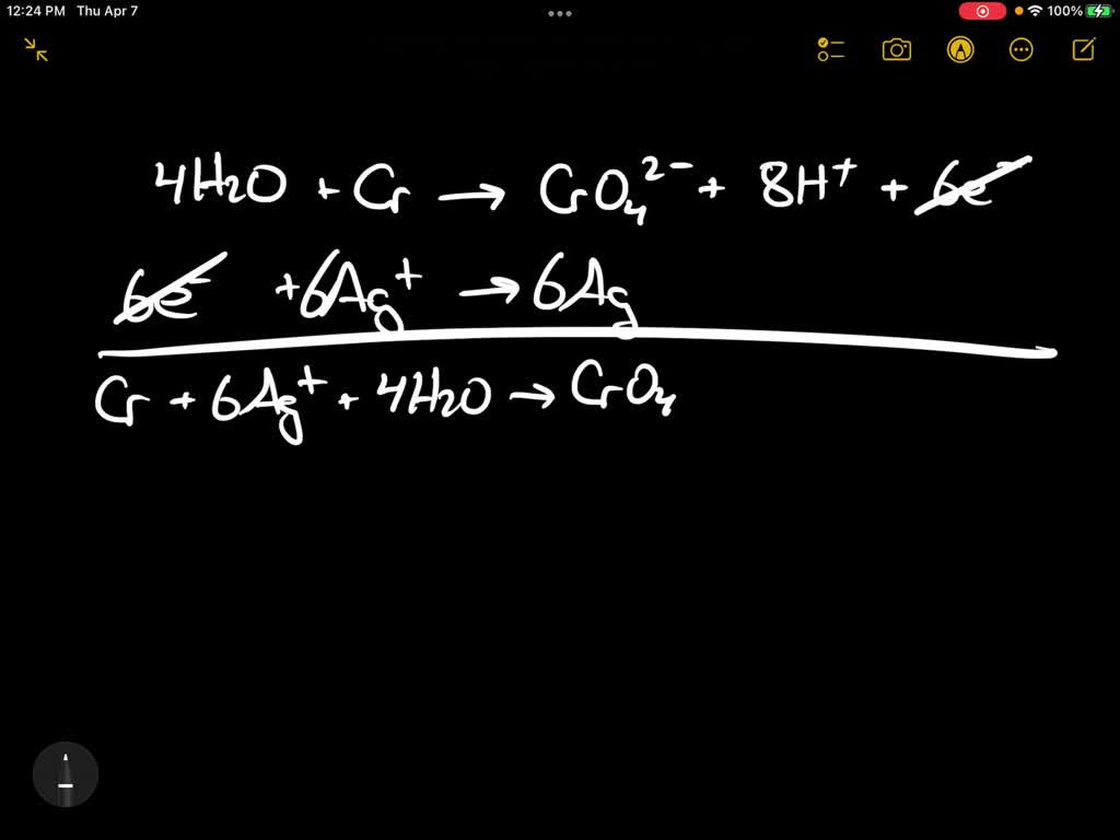 SOLVED: For a particular redox reaction, Cr is oxidized to CrO2-4 and ...