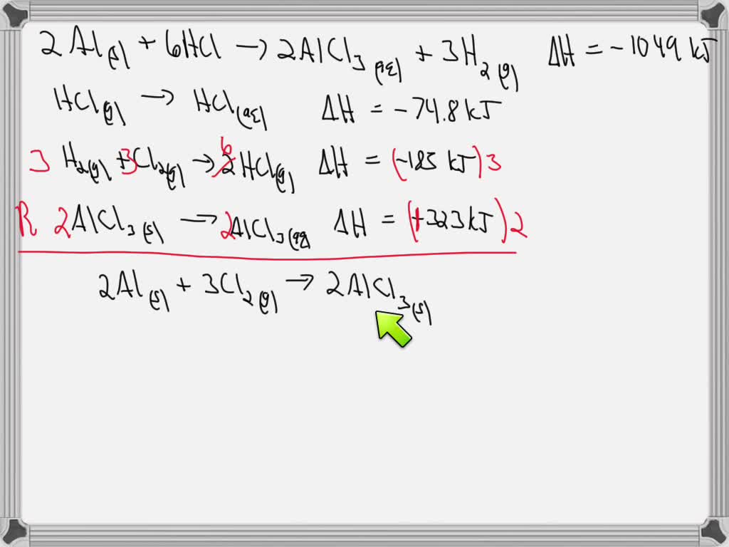 SOLVED: Calculate the standard enthalpy change for the following reaction: 2Al(s) + 3Cl2(g) → ...