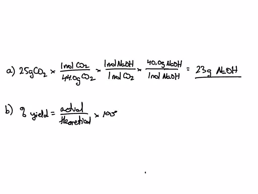SOLVED: Sodium hydroxide reacts with carbon dioxide according to the ...