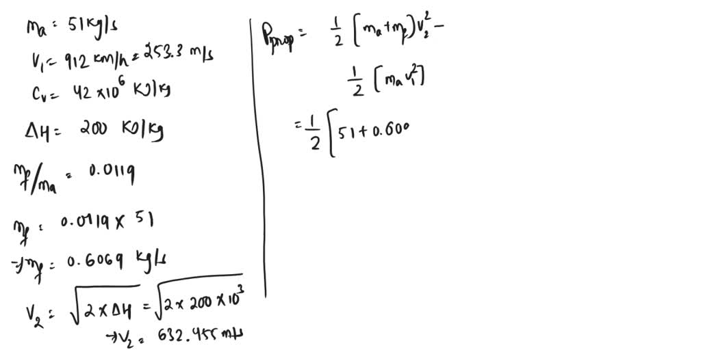 SOLVED: 1. An ideal turbojet engine is operating under the following ...
