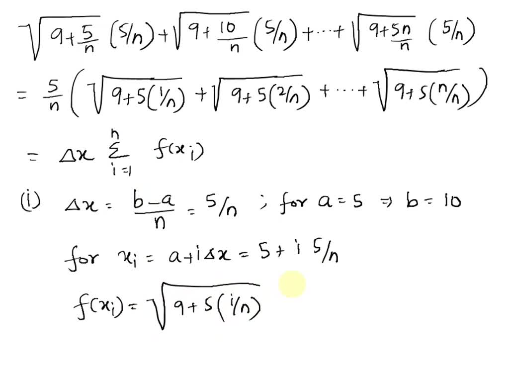 SOLVED: point) The following sum V+z () = Vo+; (2) .+ Vo+ () right Riemann sum with n ...