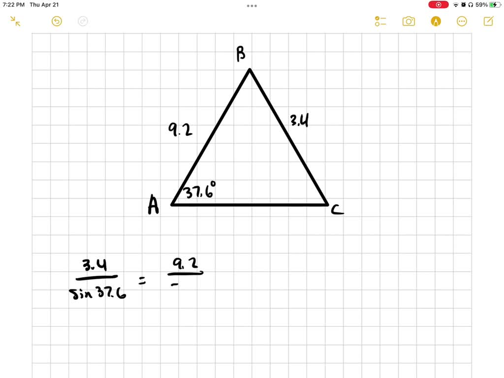 SOLVED: 2. Find The unknown angles in triangle ABC for each triangle that exists