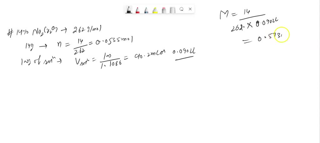 SOLVED: A solution of sodium dichromate (Na2Cr2O7) in water is 14.00 % ...