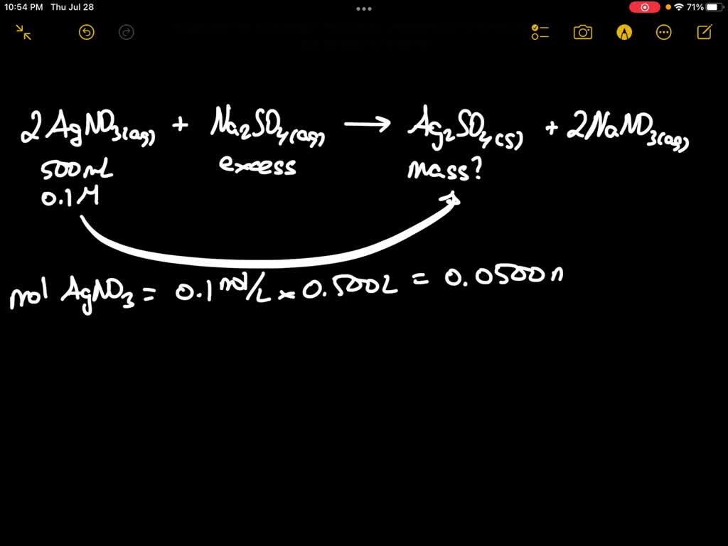 SOLVED: You add 500mL of 0.1M AgNO3 solution to a solution containing an excess of Na2SO4. What ...