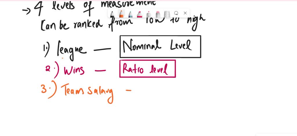 SOLVED: b. Determine the level of measurement for each ofthe given ...