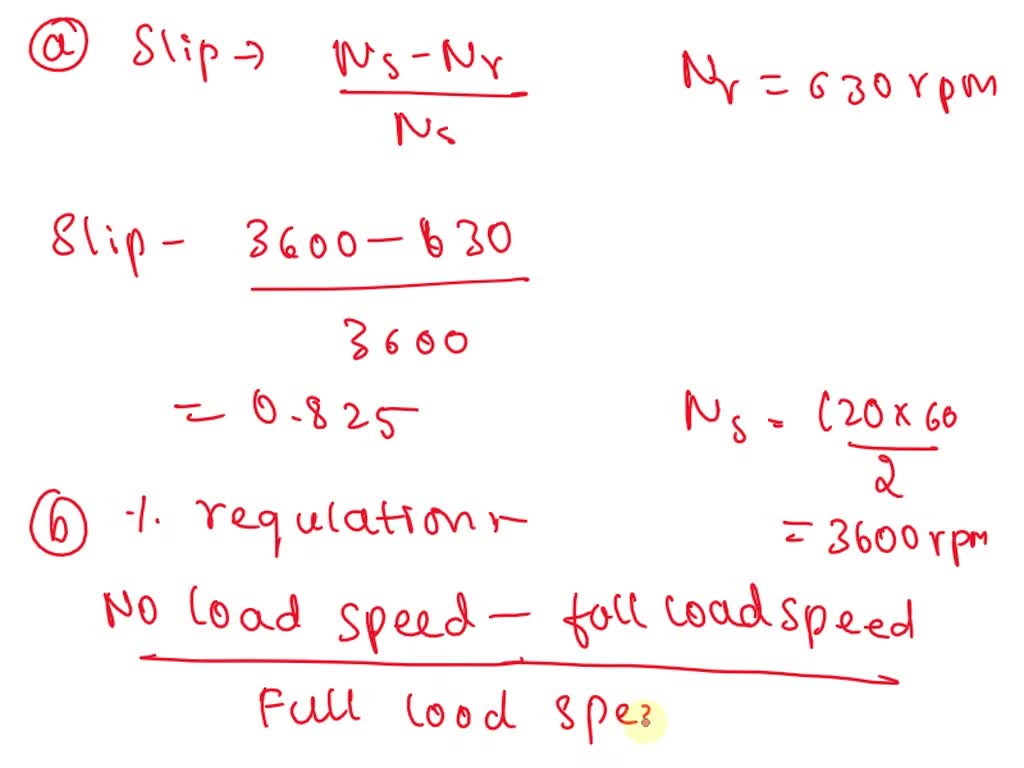SOLVED: A three phase squirrel cage rotor induction has a the following ...