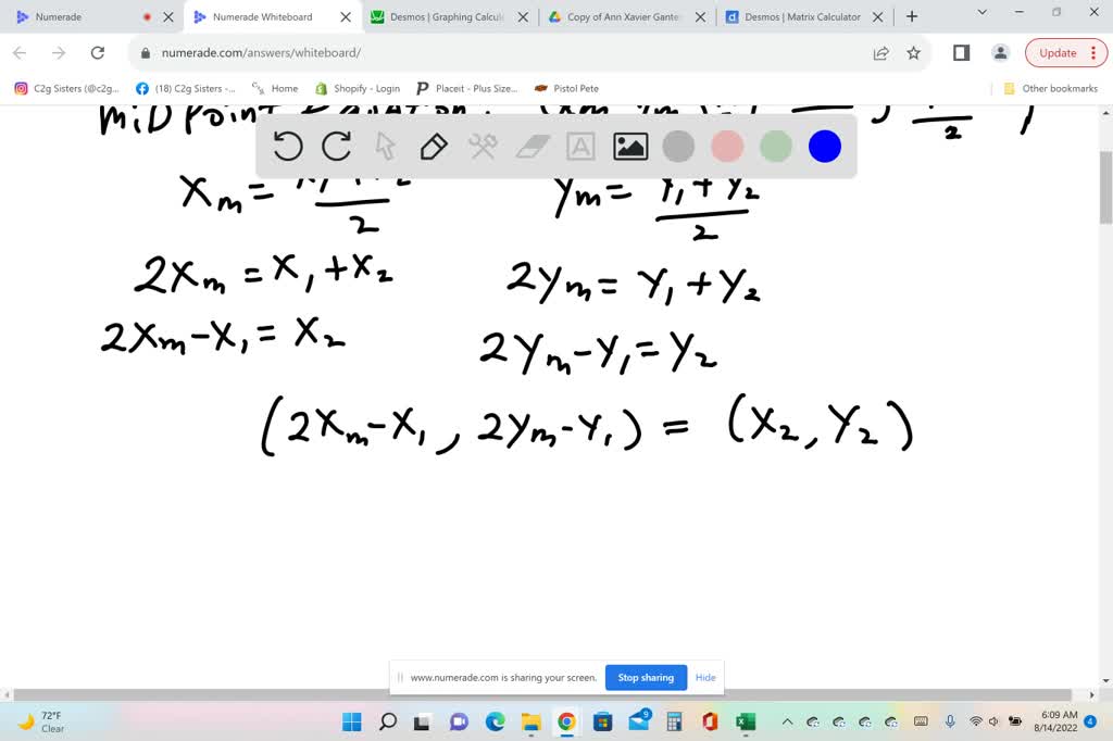 SOLVED: A line segment has (x1, y1) as one endpoint and (xm, ym) as its ...