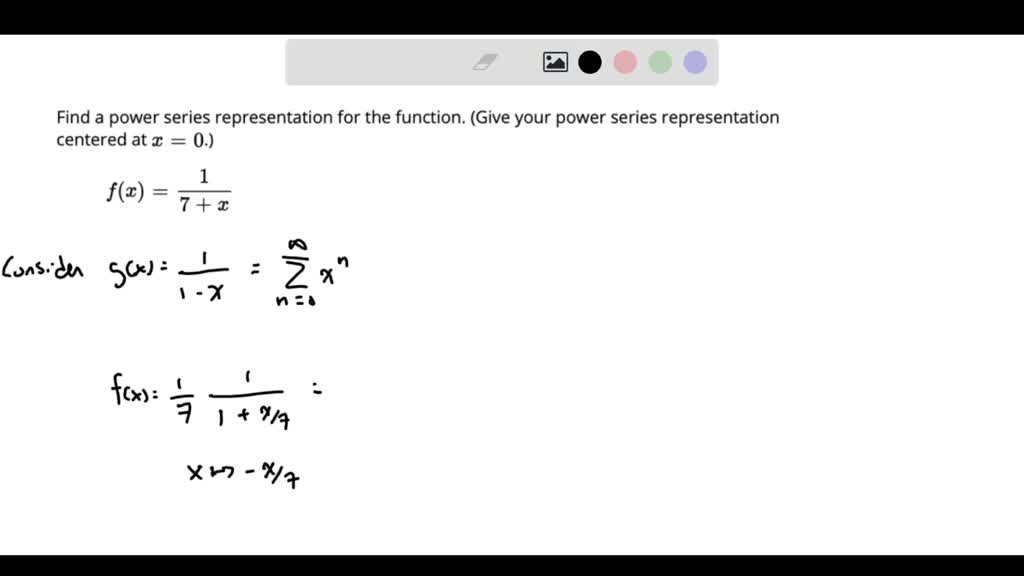 SOLVED: (a) Find a power series representation for f(), centered at c = 0, below (b) Determine ...