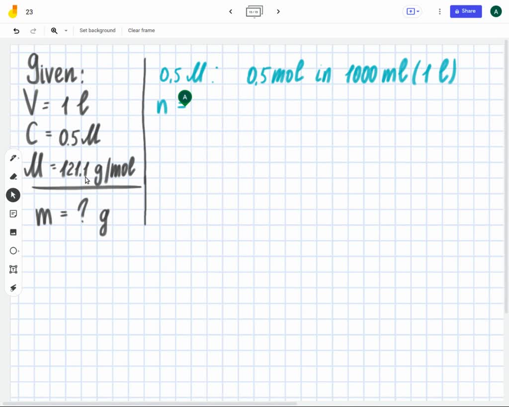 SOLVED: You need to make 500 ml of a 25 mM solution of Tris. If the formula weight of Tris is ...