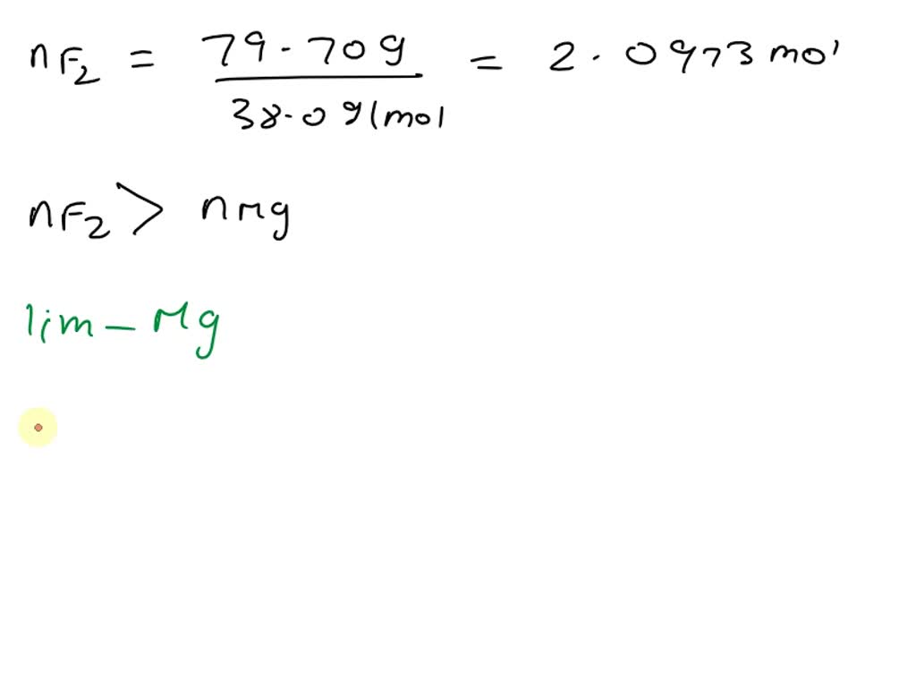 SOLVED: Consider the following reaction: Mg+F2- MgF2 A reaction starts ...