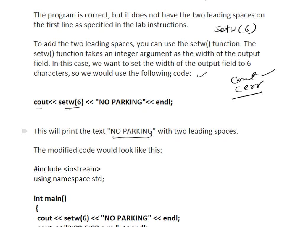 Solved Texts Please Show Code In C Thank You 1 17 Lab Formatted Output No Parking Sign