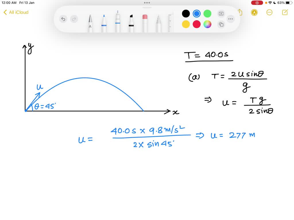 SOLVED: A projectile is thrown upward at 45° with the vertical and ...