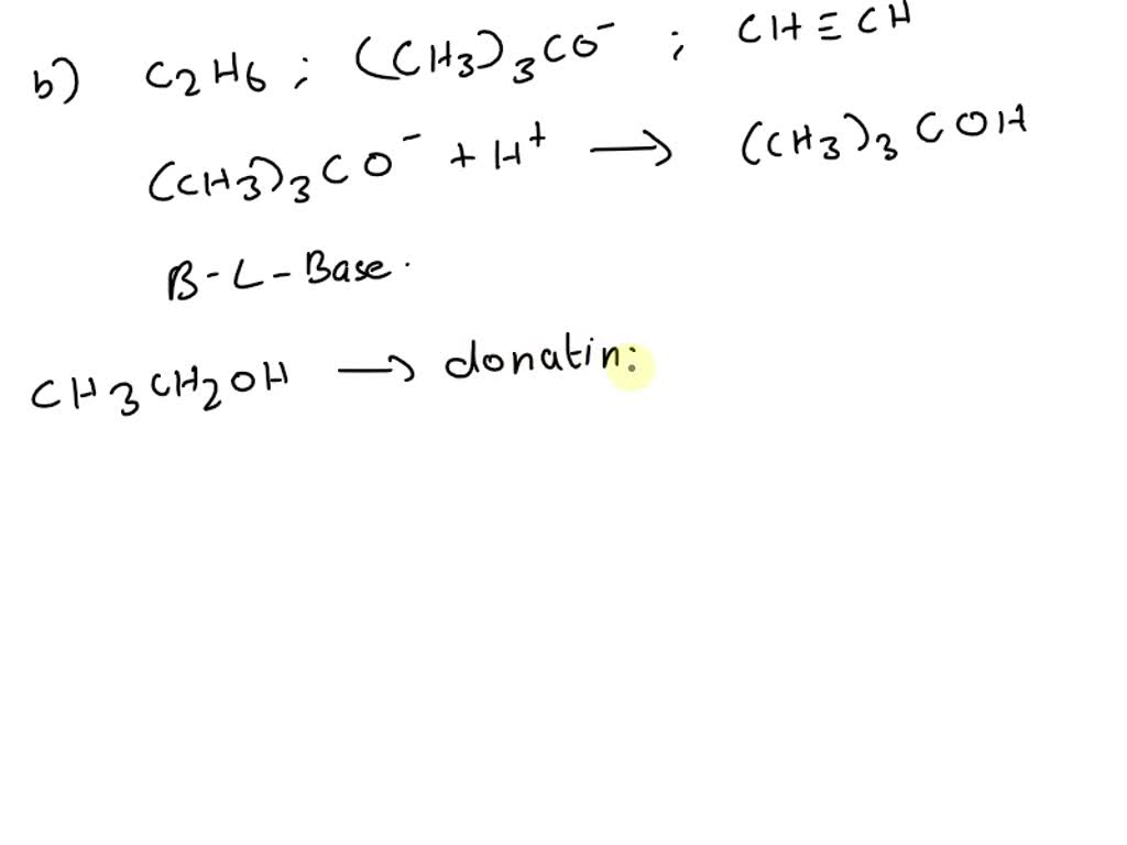 SOLVED: Which compounds are BrÃ¸nstedâ€“Lowry bases: a. HBr, NH3, CCl4? b. CH3CH3, (CH3)3CO ...