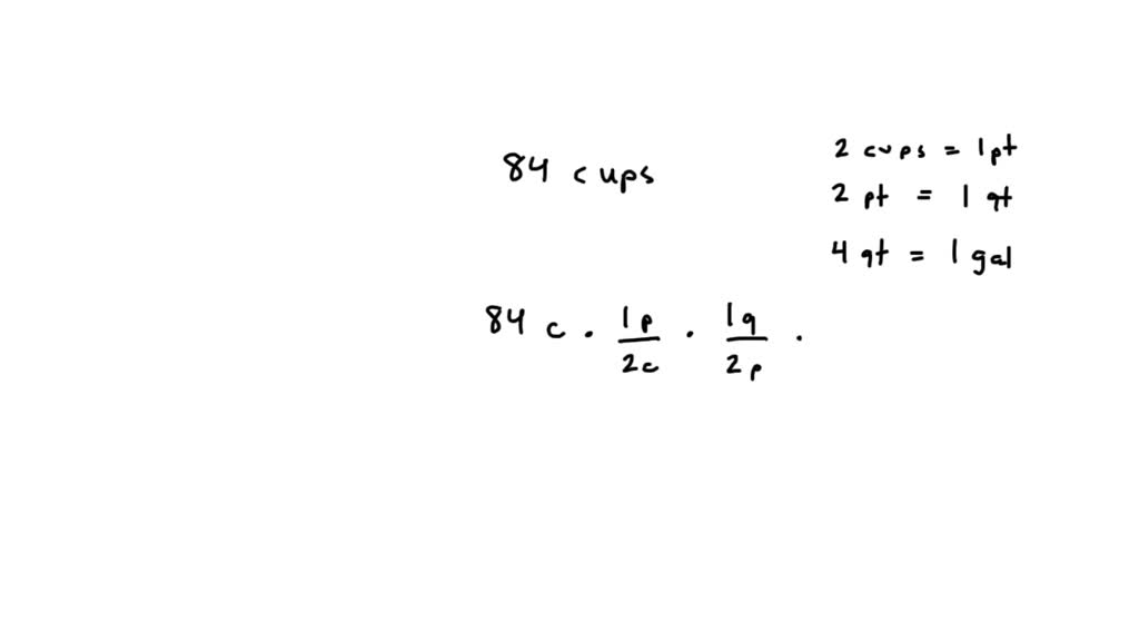 SOLVED: A container holds 84 cups of water. How much is this in gallons ...