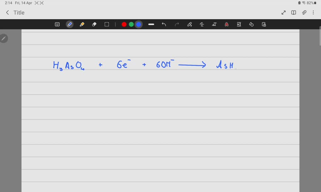 Write balanced half-reaction for the reduction of aqueous arsenic acid ...