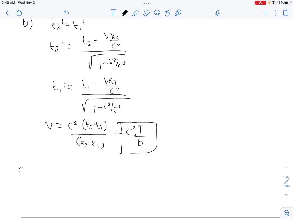 SOLVED: Two events in frame S are separated by a distance D = x2 - x1 and a time interval T = t2 ...