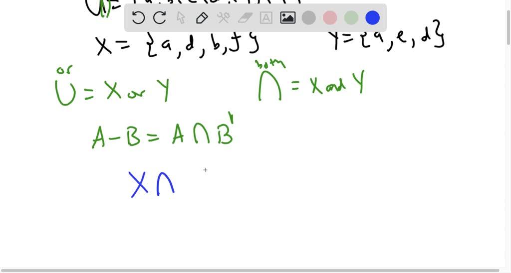 SOLVED: Given sets X, Y, Z, and U, find the set Xn(X - Y) using the listing method; X-a,d,b,0 Y ...