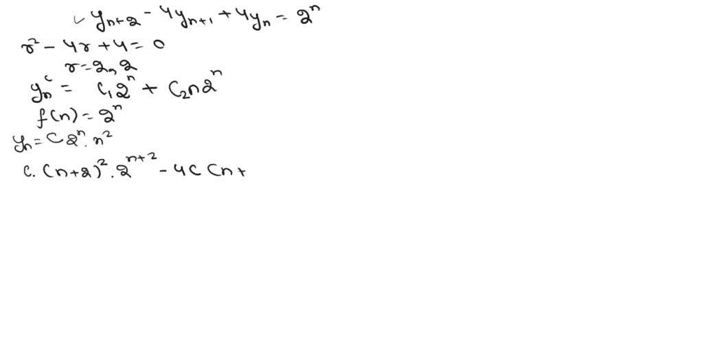 SOLVED: Find the general solution to the difference equation: Yn+2 ...