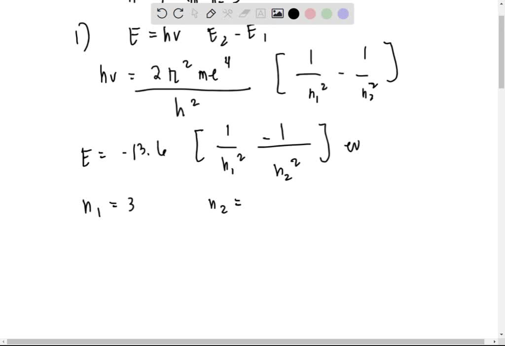 SOLVED: Using the Rydberg equation of the Bohr model of the hydrogen atom: 2) For the transition ...
