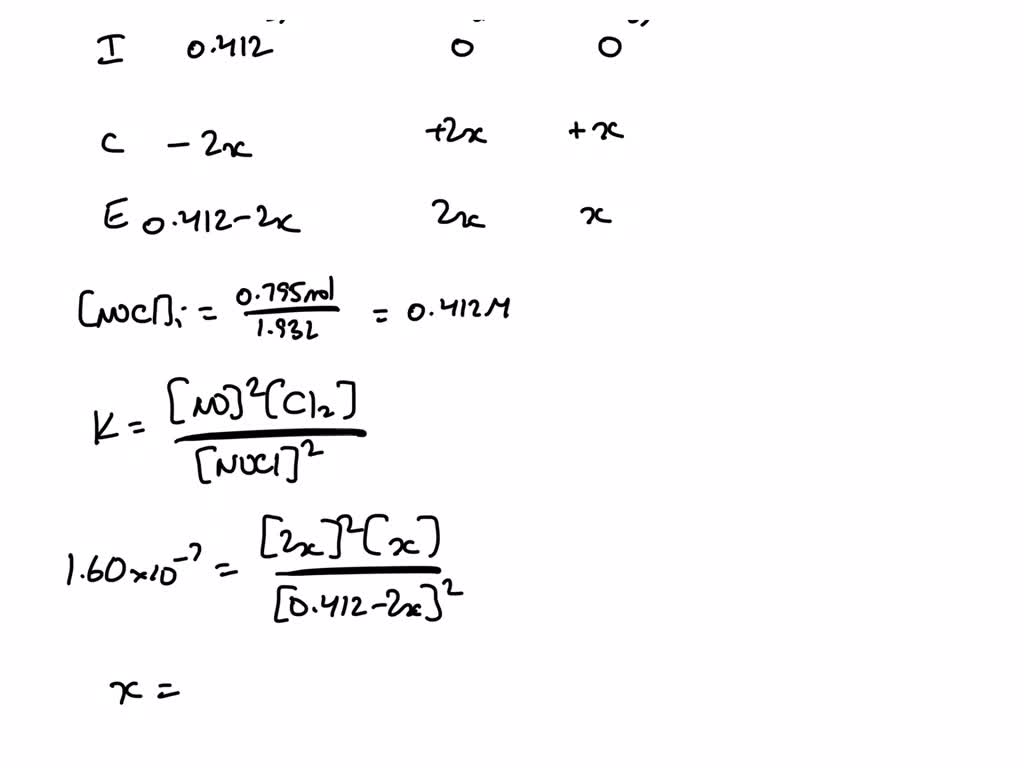 SOLVED: This is for a physical chemistry class. For the equilibrium in ...