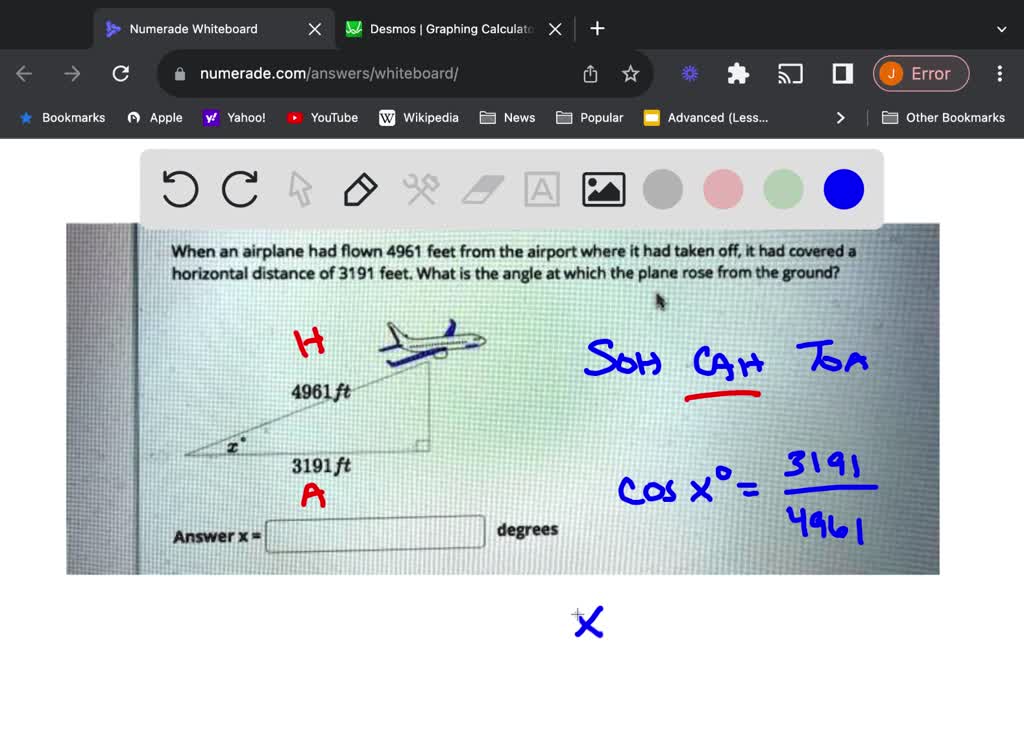 SOLVED: When an airplane had flown 4961 feet from the airport where it ...