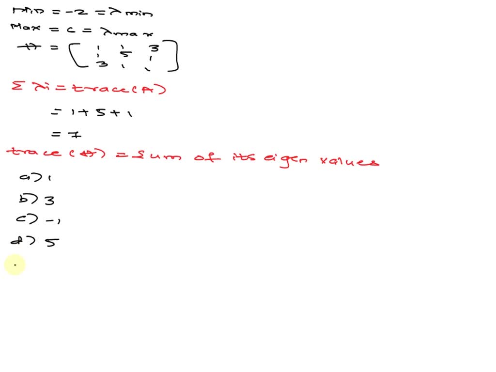 Solved The Minimum And The Maximum Eigenvalues 10 Of The Matrix A Are