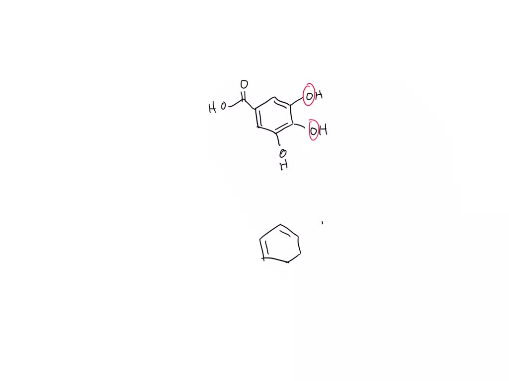 SOLVED: Draw the line structure of gallic acid in this box. b. Circle ...