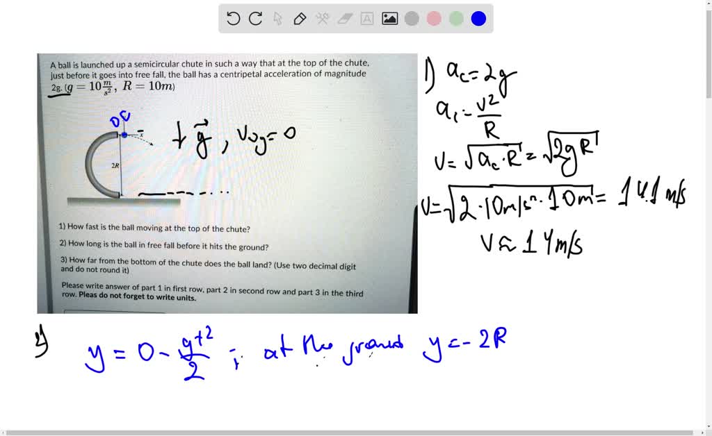A ball is launched up a semicircular chute in such a way that at the ...